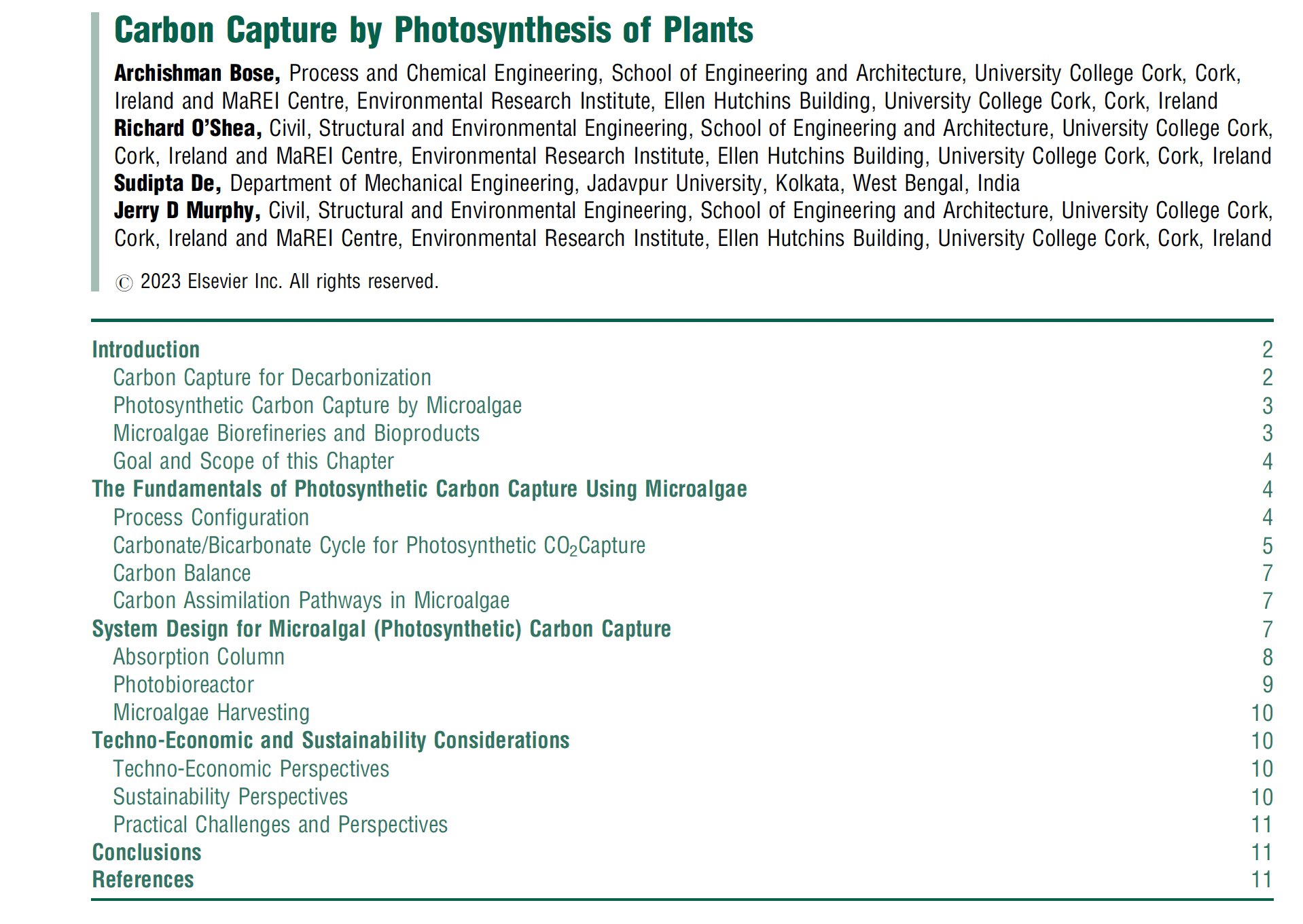 New paper on Carbon Capture by Photosynthesis of Plants - MaREI